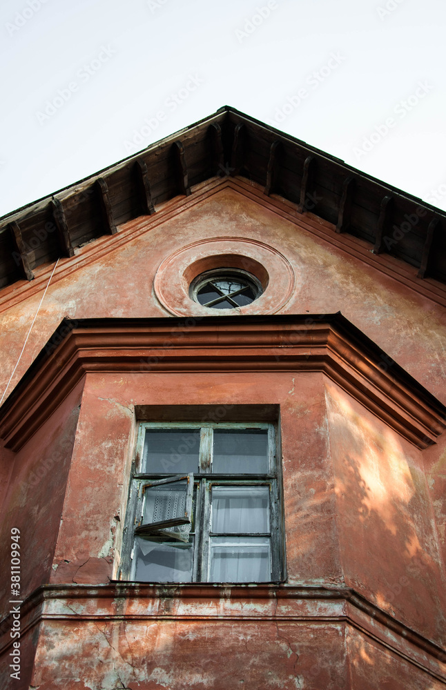 The facade of the apartment building, built in the mid-20th century in ...
