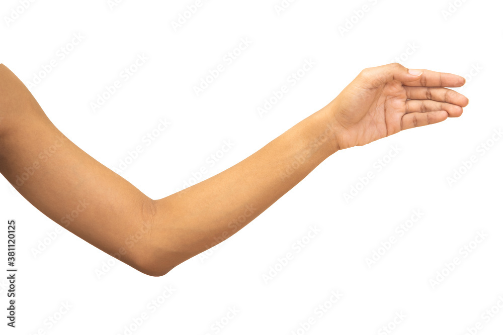 woman arms in different phases isolated on white background with open ...
