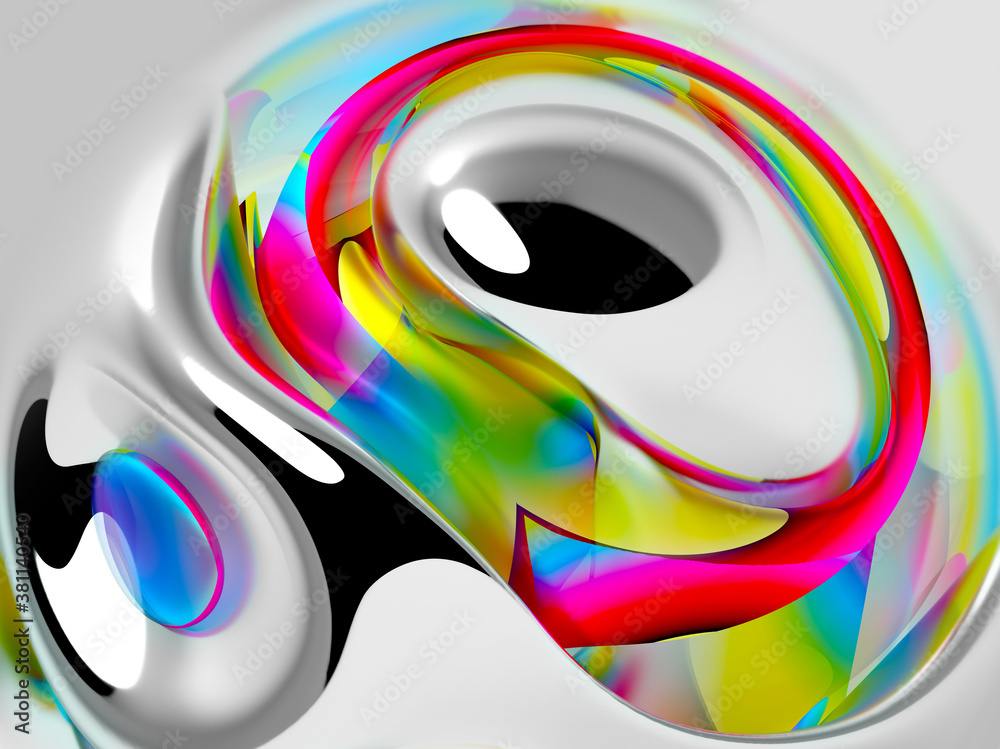 3d render of abstract art with surreal 3d background with part of party ...