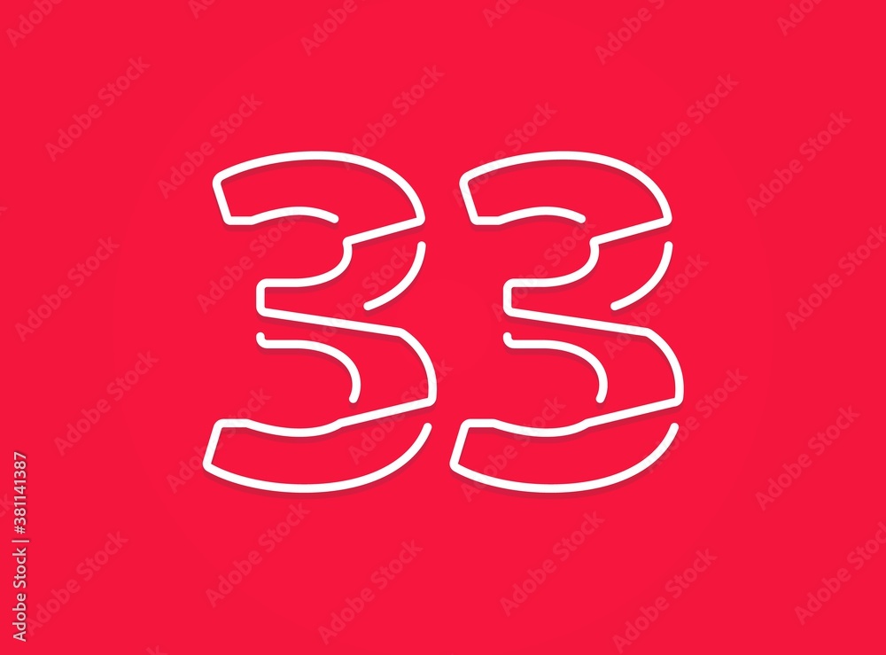 33 number. Modern trendy, creative style design. For logo, brand label ...