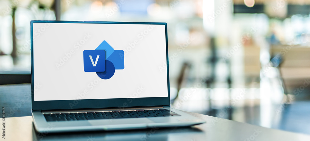 Laptop computer displaying logo of Microsoft Visio Stock Photo | Adobe ...
