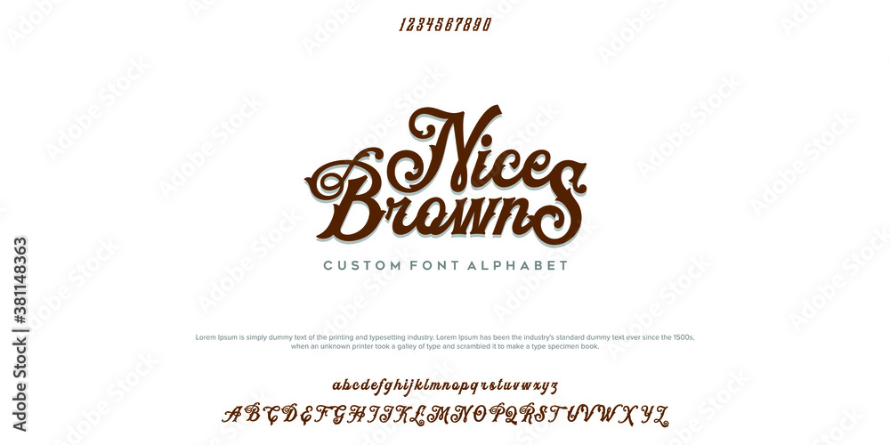 Elegant font letter alphabet set. Classic brown lettering Typographic ...