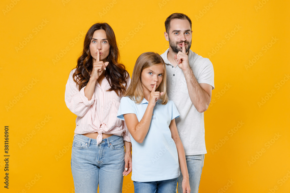 Secret young parents mom dad with child kid daughter teen girl in basic ...