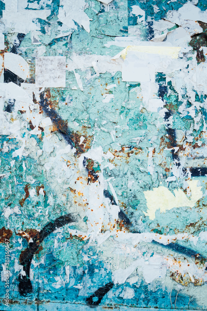 Vertical blue background. grunge rusty texture board with leftover ...