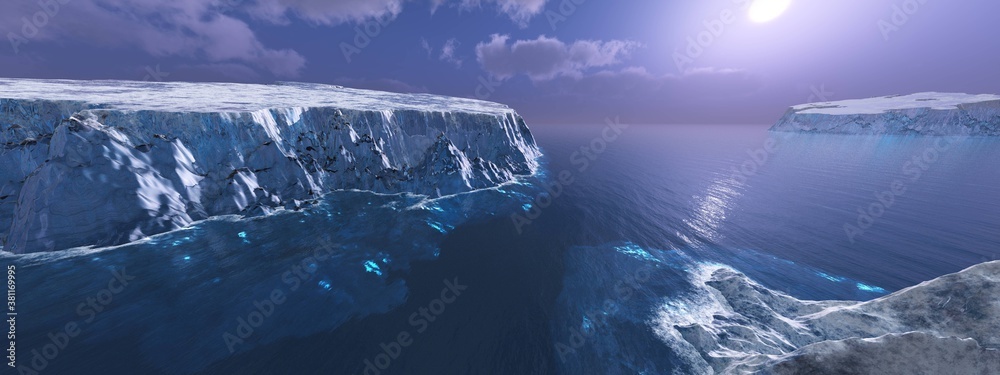 Arctic ocean, ice in the sea, icebergs in the ocean, sea ice landscape ...