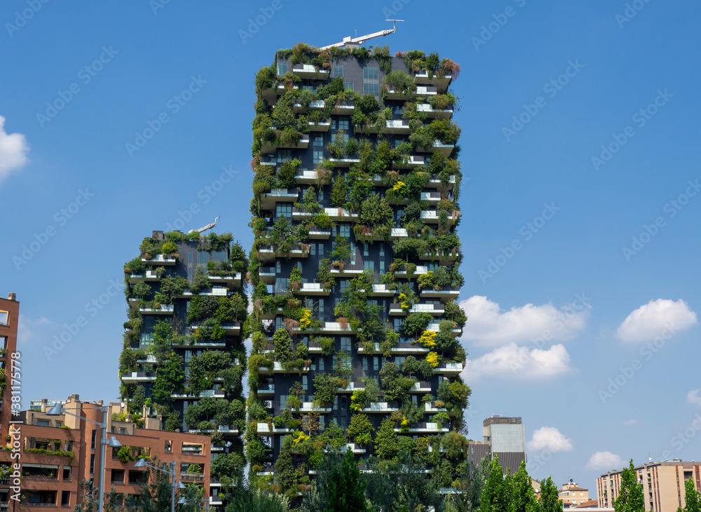 Milano, Italy. Bosco Verticale, view at the modern and ecological ...