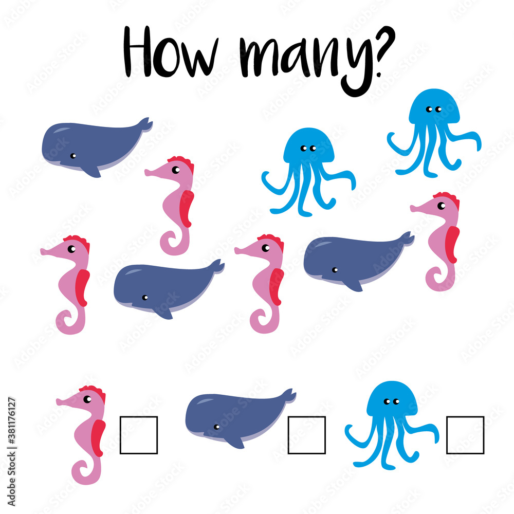 ภาพประกอบสต็อก How many objects.Preschool Counting Activities ...