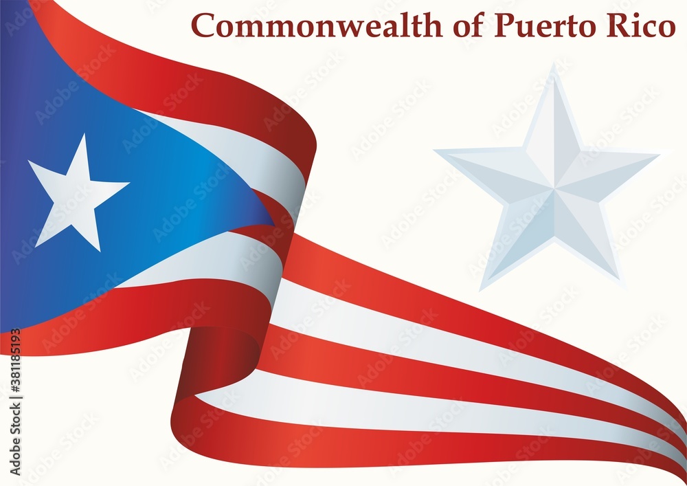 Flag of Puerto Rico, Commonwealth of Puerto Rico. Bright, colorful ...