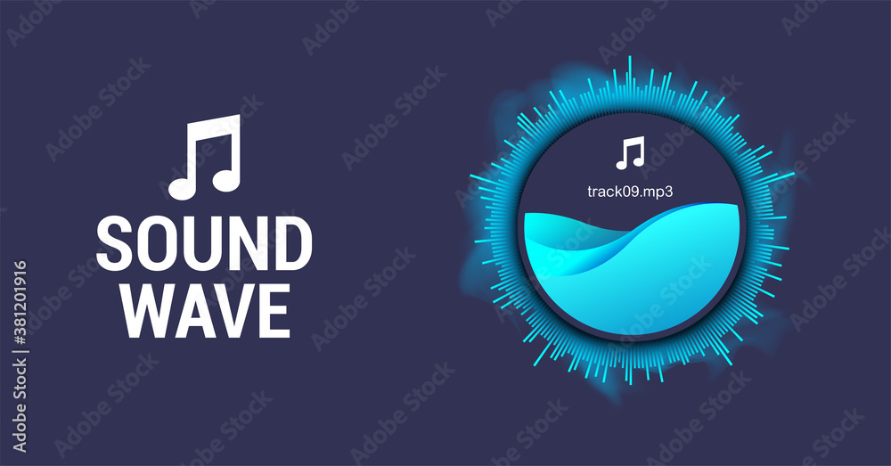 Vetor de Circle spiral sound wave with rhythm line and dynamic motion ...