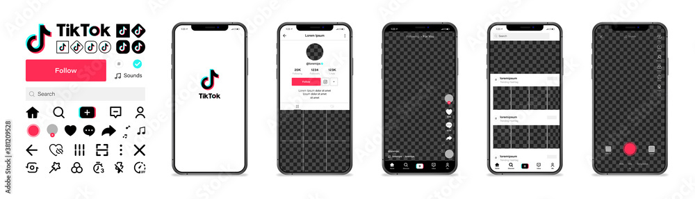 Tiktok. Tik tok mobile App interface template on Apple Iphone mockup ...