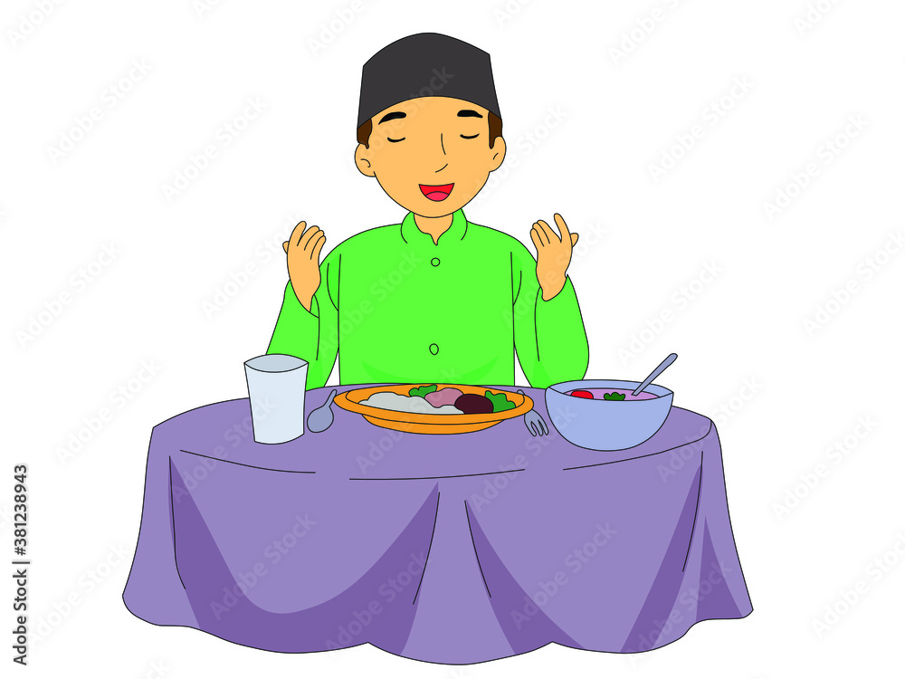 vector graphic illustration before eating, don't forget to pray as a ...