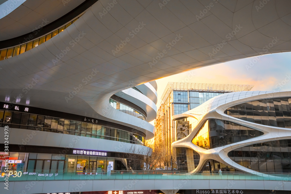Beijing, China - Jan 12 2020: Galaxy Soho Building is an urban complex ...