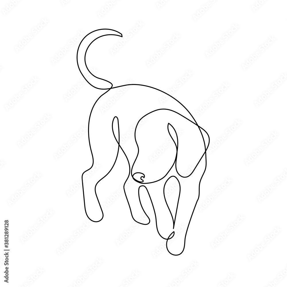One line drawing Puppy Dog. Pet shop logo. Continuous line art. Stock ...