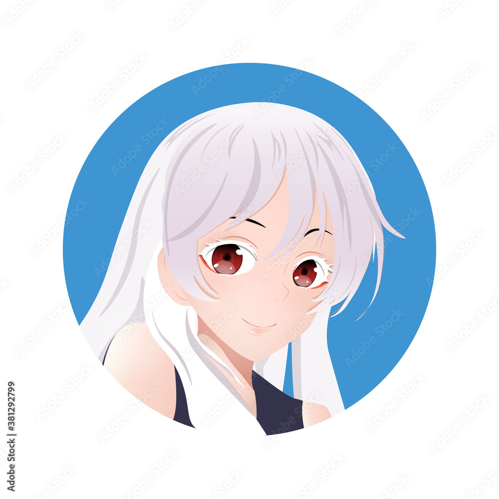 Cartoon anime girl portrait. Japanese style face art Stock Vector ...