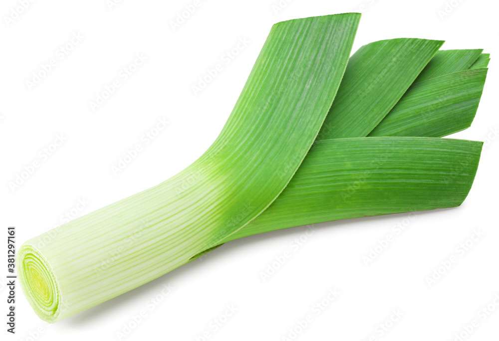 leek isolated on white background. with clipping path. full depth of ...