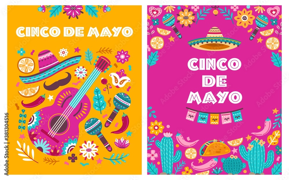 Cinco de mayo poster. Mexican party, mexico latin fiesta invitation ...