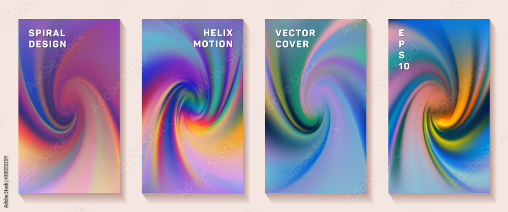 Gradient spiral rotation cover page templates set. Stock Vector | Adobe ...