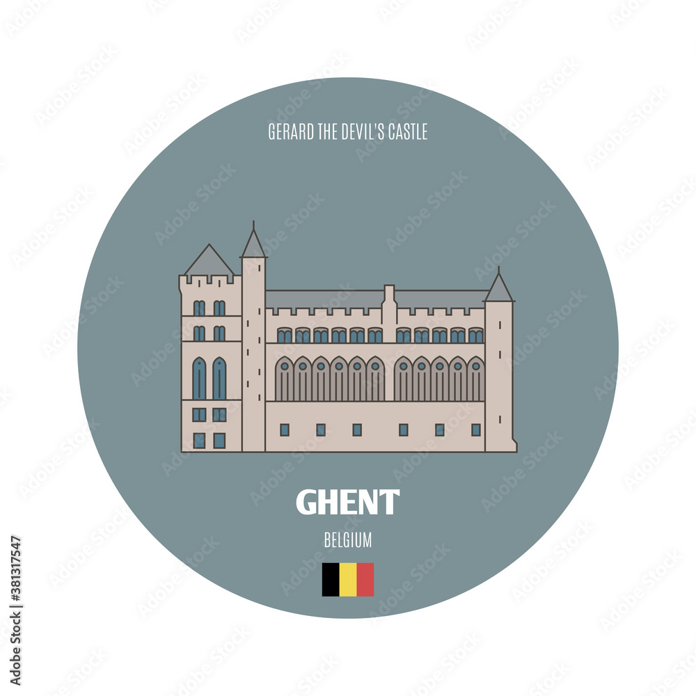 Gerard the Devil's Castle in Ghent, Belgium. Architectural symbols of ...