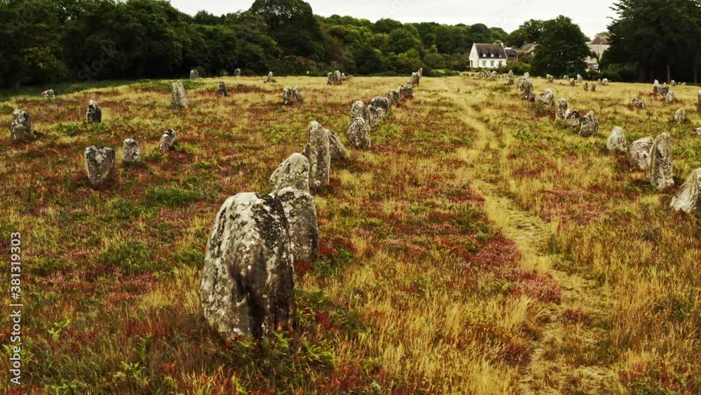 Aerial view of Kerlescan stones. The Carnac stones are the largest ...