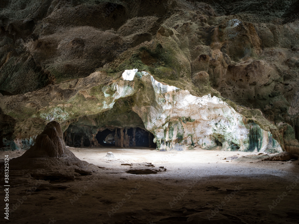 bat cave with light coming through cathedral ceiling Stock Photo ...