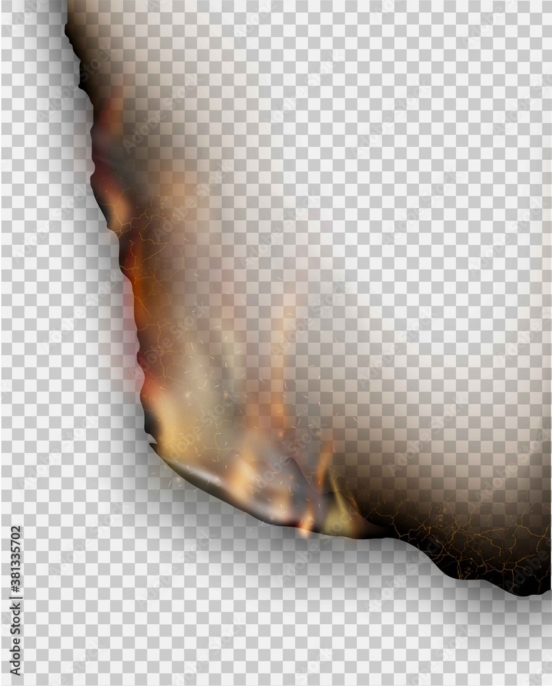 transparent design burning templates torn paper with fire Stock Vector ...