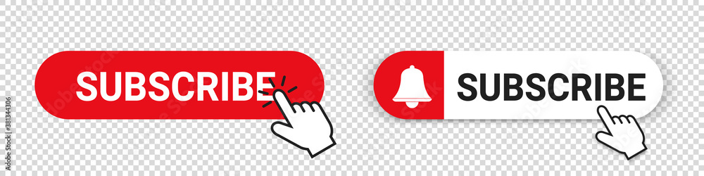 Subscribe Button Set - Different Vector Illustrations - Isolated On ...