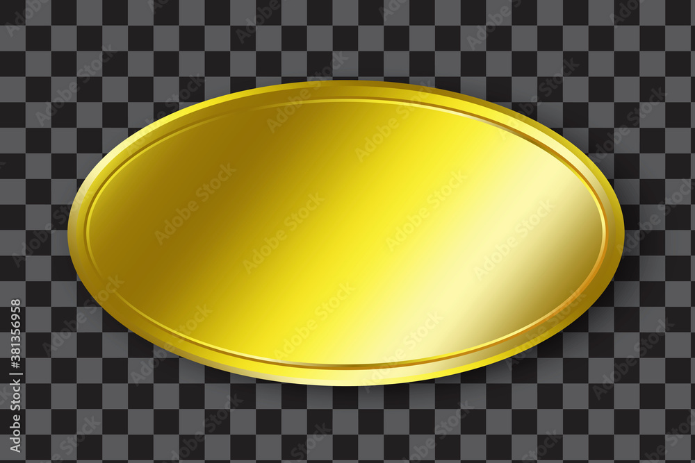 Gold oval. Gold tray. Empty plate. Shiny oval surface. Vector ...