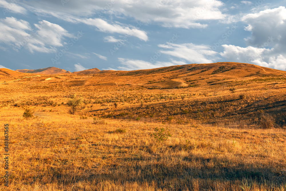 Landscape of the mountains of the Crimean Peninsula at the end of the ...