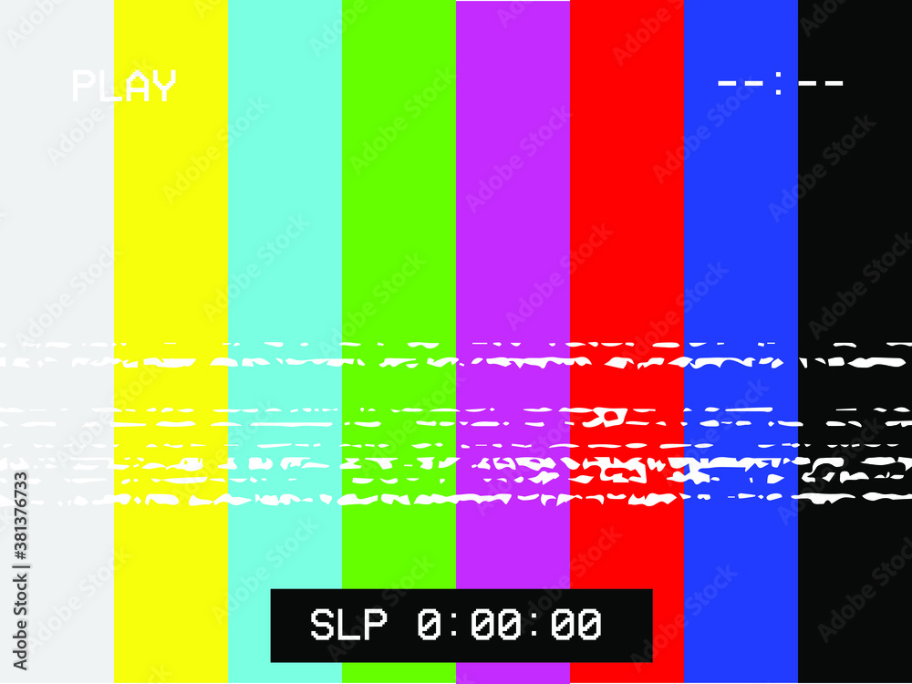 No Signal Glitch Analog Picture VHS 4:3 Screen CRT TV VCR Graphic ...