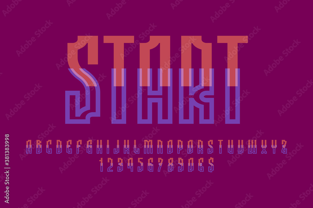 Vetor de Start artistic display font. Compound orange blue letters ...