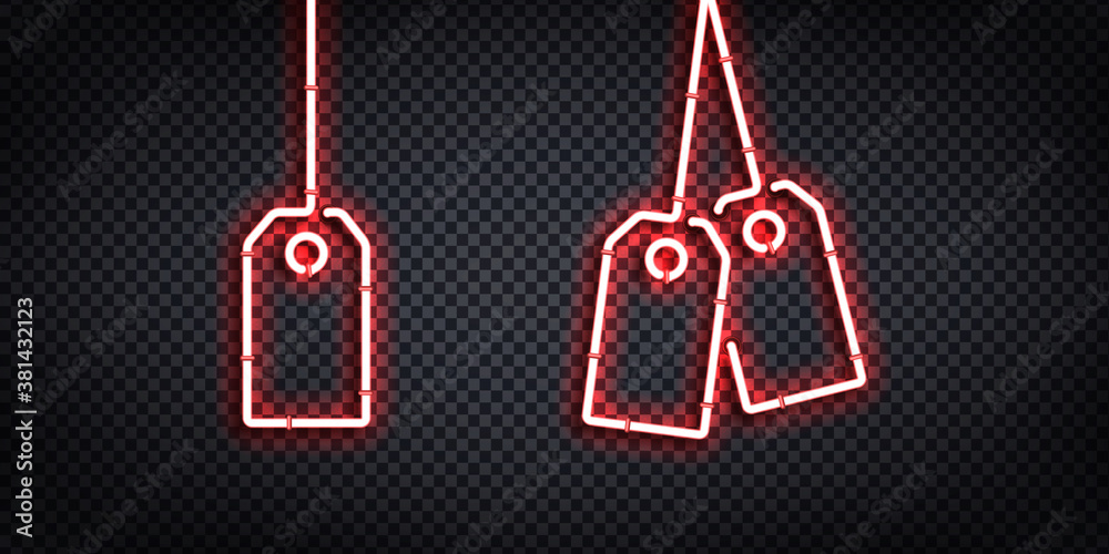 Vector set of realistic isolated neon sign of Price Tag logo for ...