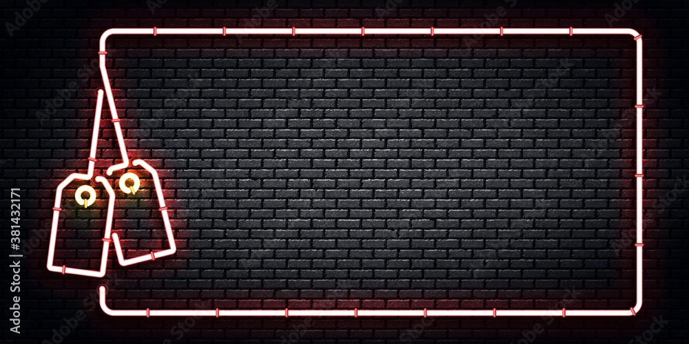 Vector realistic isolated neon sign of Price Tag frame logo for ...