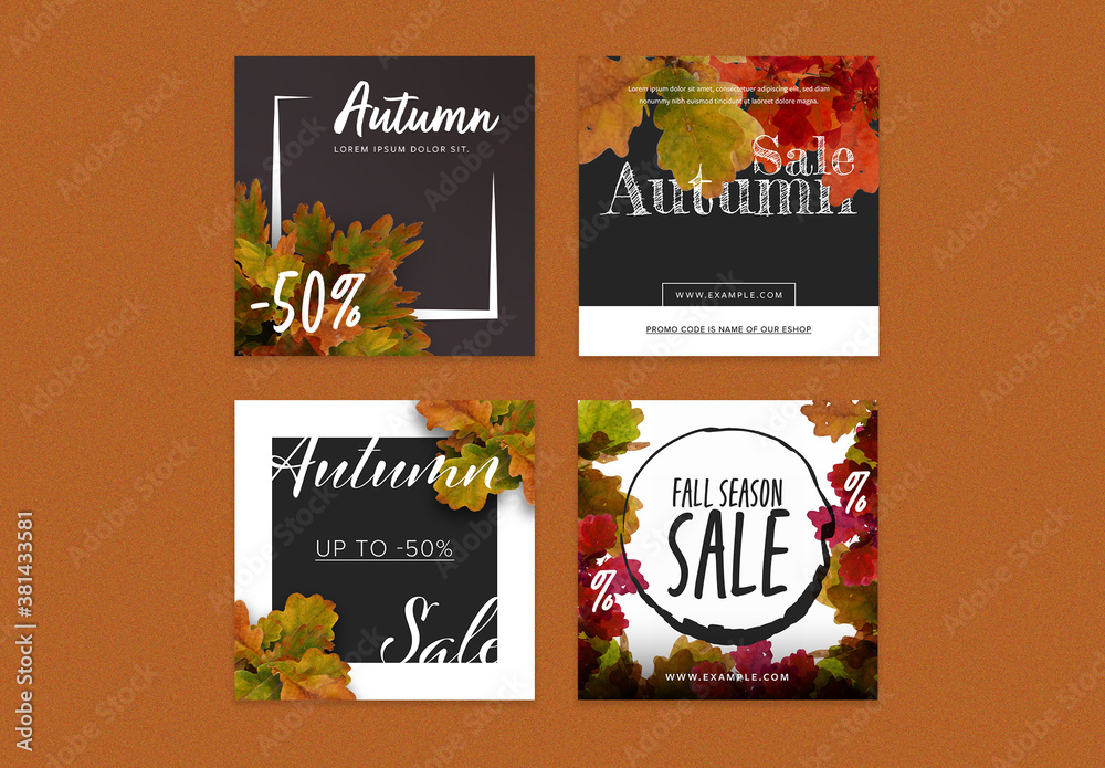 Autumn Graphic Social Media Post Layouts Stock Template | Adobe Stock
