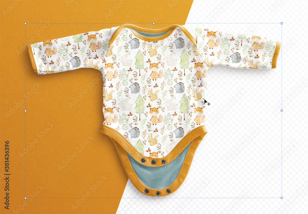 Baby Vest Long Sleeves Open Mockup Stock Template | Adobe Stock