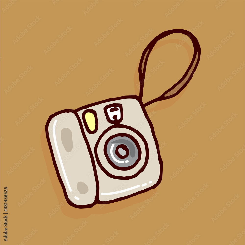 vector illustration of cute pink polaroid isolated on brown background ...