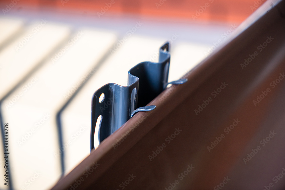 Elements of roof system drainage hook pipe plug holder Stock Photo ...