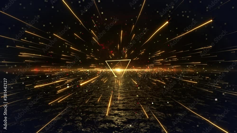 Neon Light Glow Triangle Refraction Passing to The Dark Galaxy ...