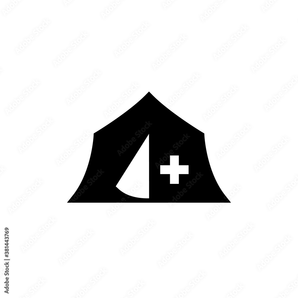 Medical camp silhouette icon. Clipart image isolated on white ...