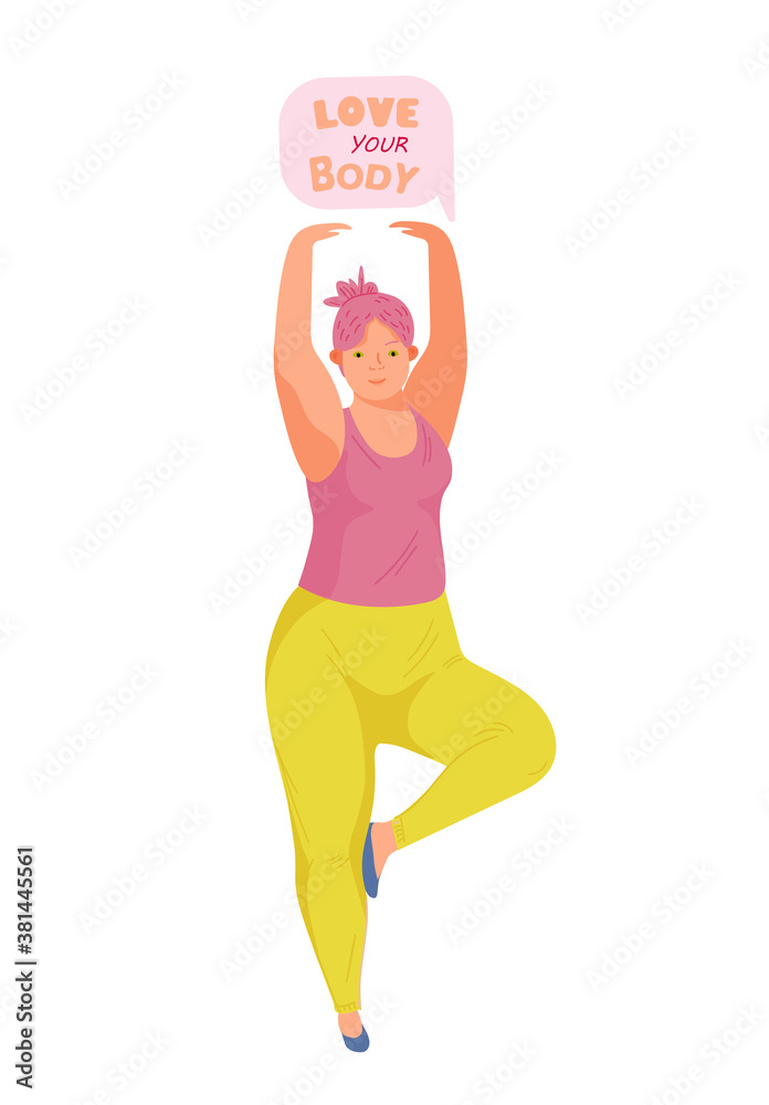 Body positive female consept. Smilling plus size, chubby,curvy woman ...