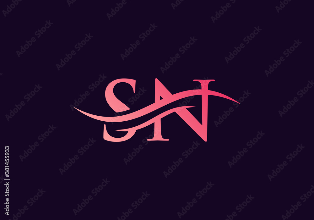 SN Modern creative unique elegant minimal. SN initial based letter icon ...