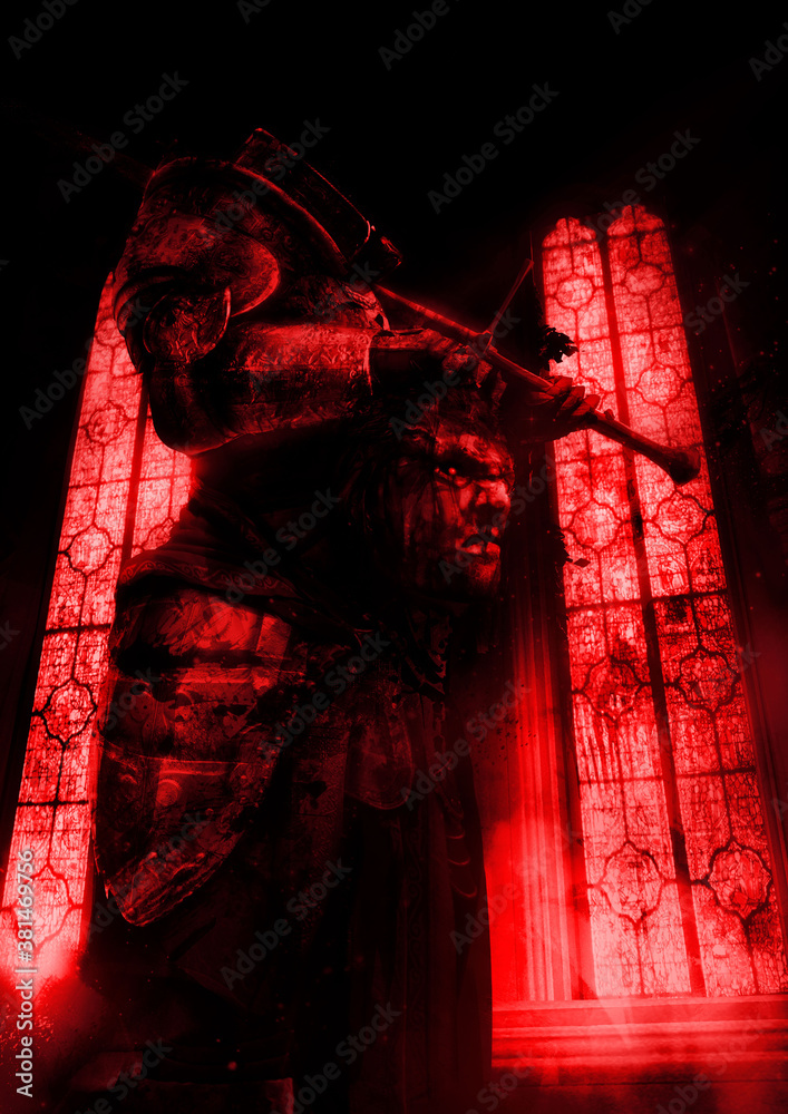 The creepy, bloody headless armor holds its own severed head in its ...