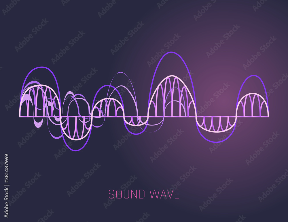 Color sound wave. Audio digital equalizer technology, musical pulse ...