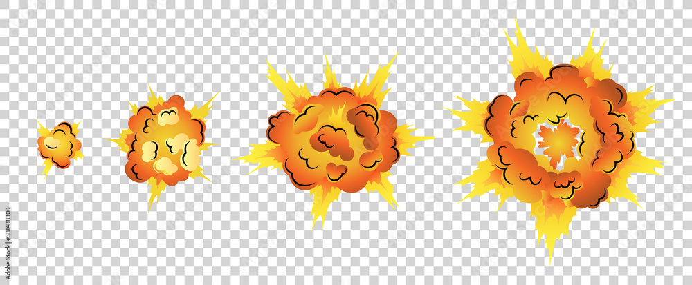 Fototapeta kuchenna Cartoon explosion animation frames for game. Boom ...
