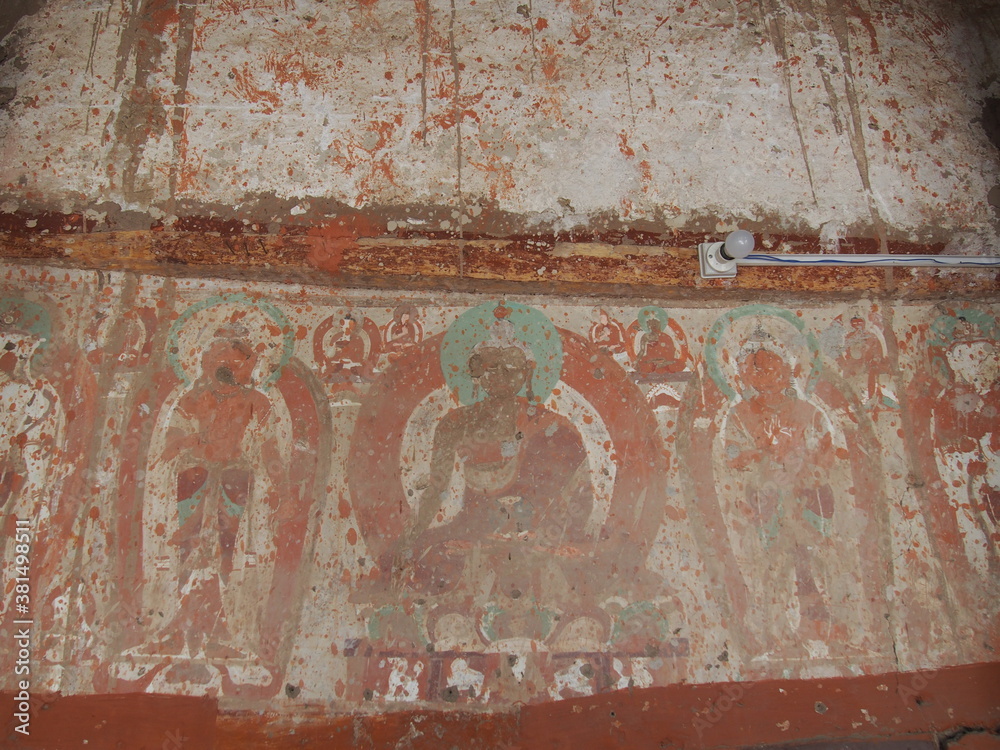 Historic and beautiful Buddhist art, Alchi Choskhor Gompa, Alchi, Leh ...