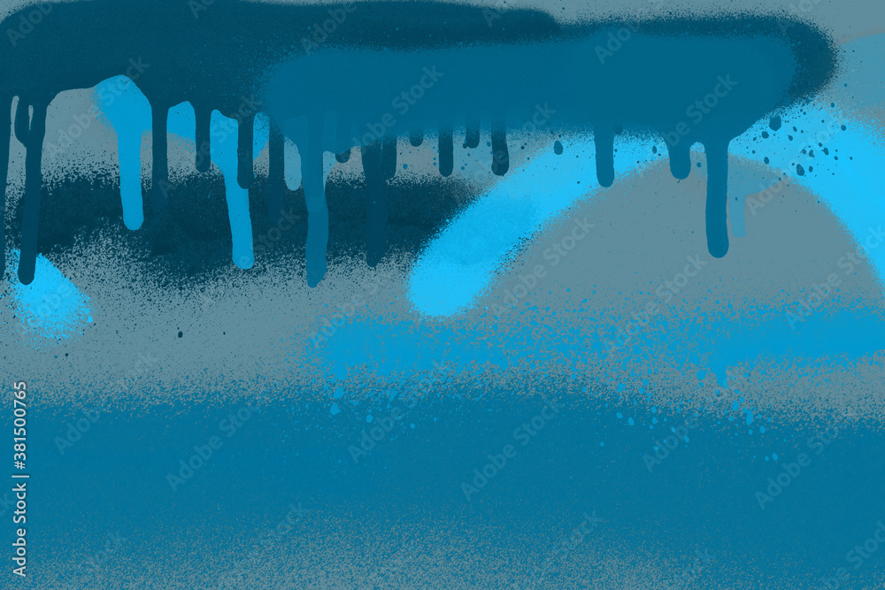 Blue spray paint ink texture. Graffiti painting on the wall. Street art ...