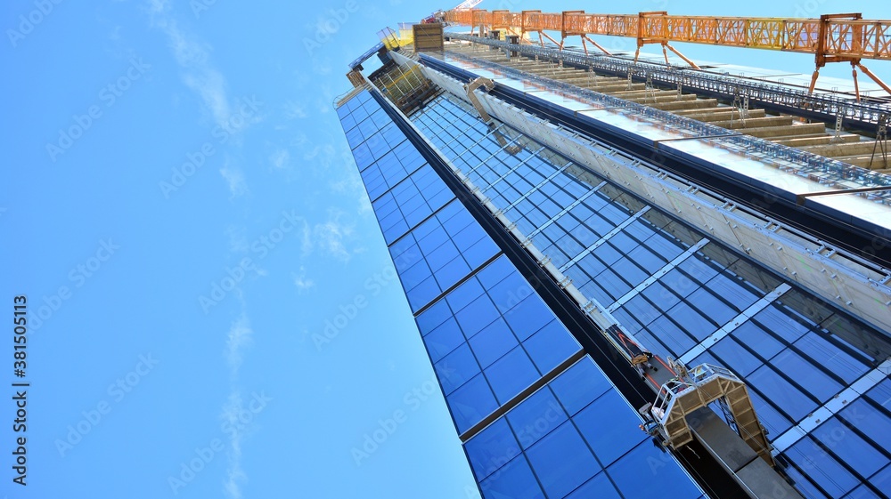 High-rise building under construction. Modern office building. Stock ...