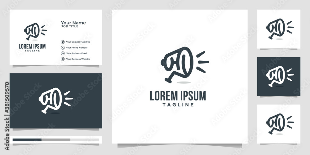 Megaphone logo line art design. element, emblem, announcement, unique ...