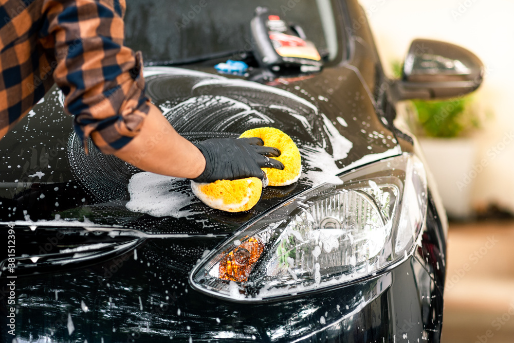 washing black car Stock Photo | Adobe Stock