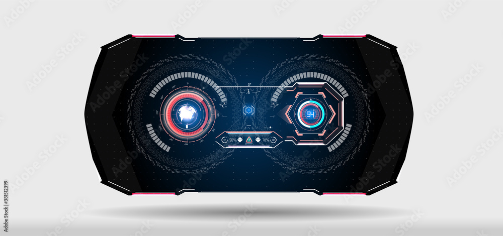 Virtual reality. Futuristic VR head-up display design. Sci-Fi helmet ...