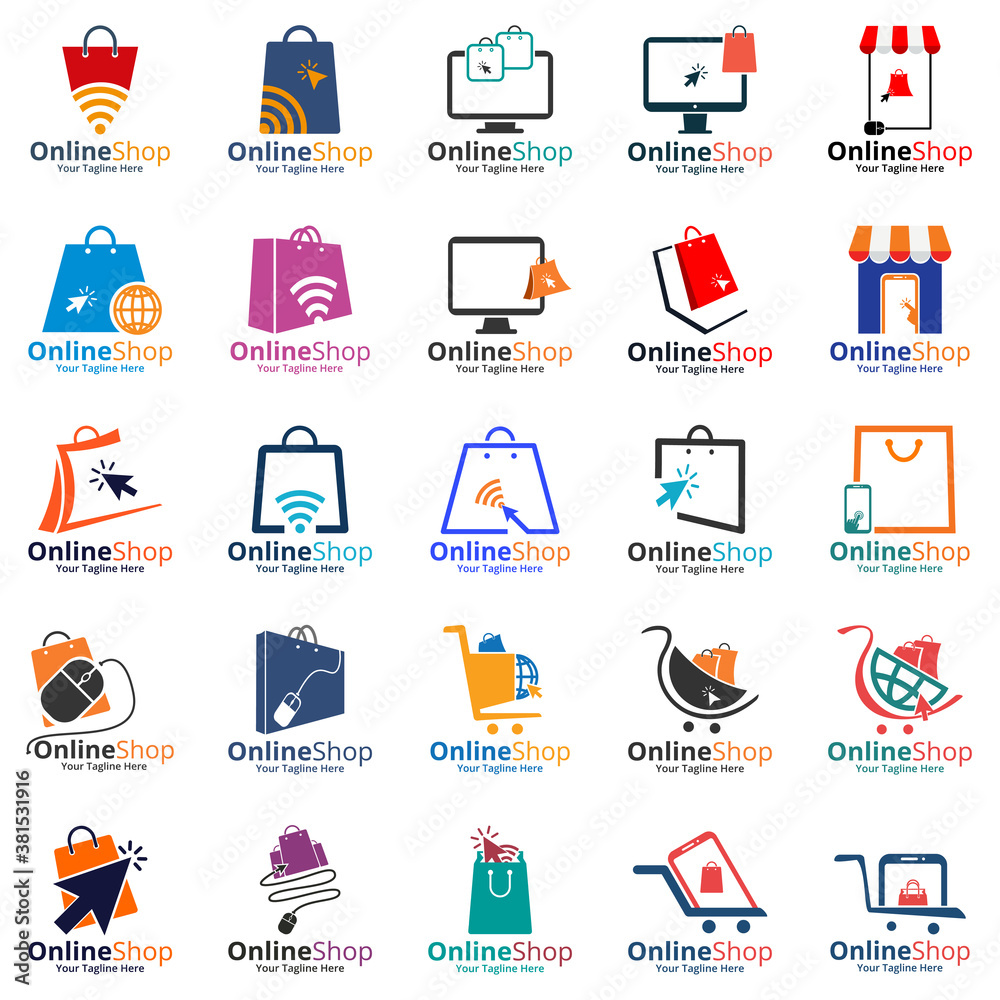 Set of Online Shop Logo designs Template. Illustration vector graphic ...